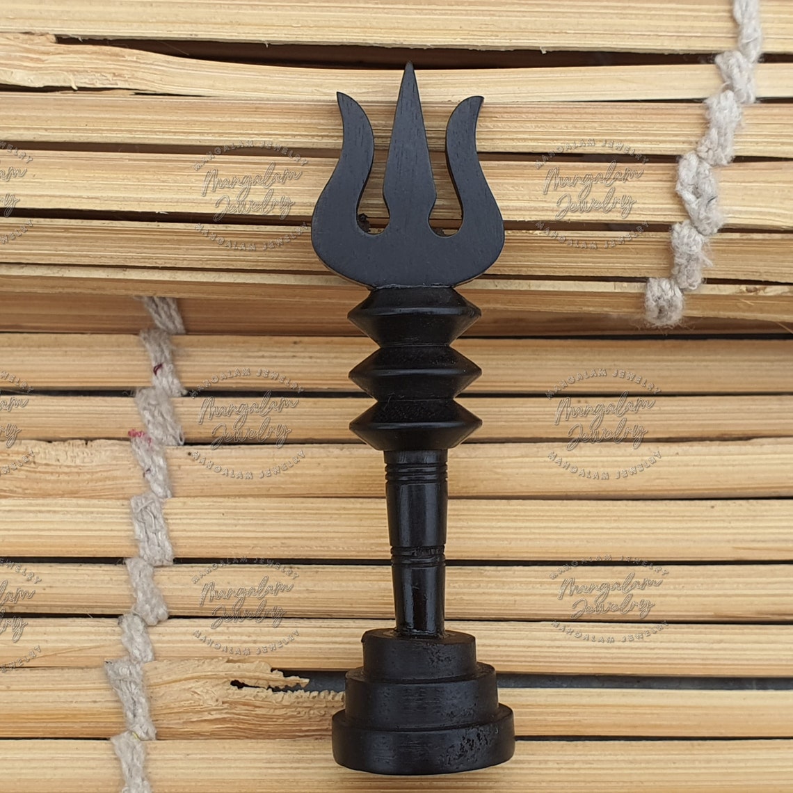 Divine Ebony Wood Karungali Trishul (trident) With Stand - Positive ...