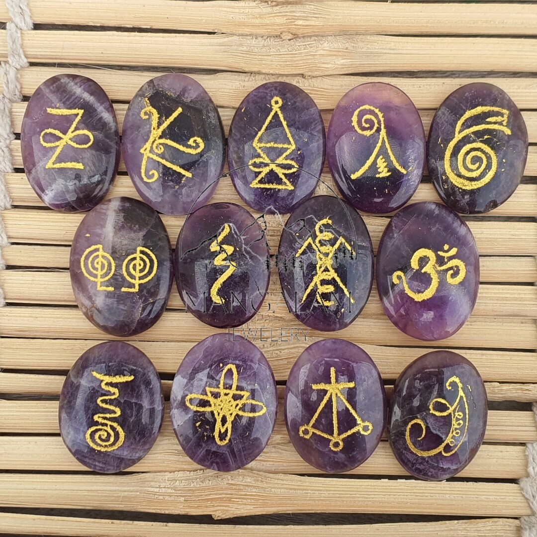 Karuna Reiki Set, Amethyst Karuna Runes, Complete 13 Piece Crystal ...