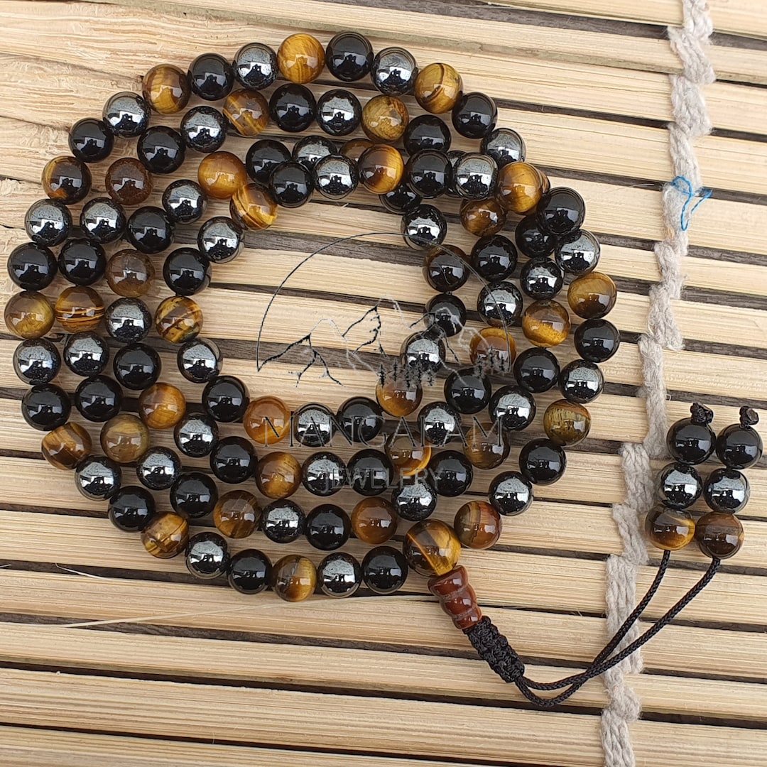 Triple Protection 108 Beads -tiger Eye Mala, Hematite Necklace ...