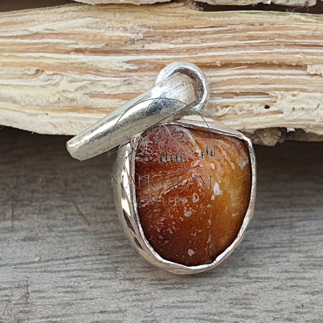 Natural Mach Mani Stone Pendant in 925 Silver • Rare Fish Pearl Matsya ...
