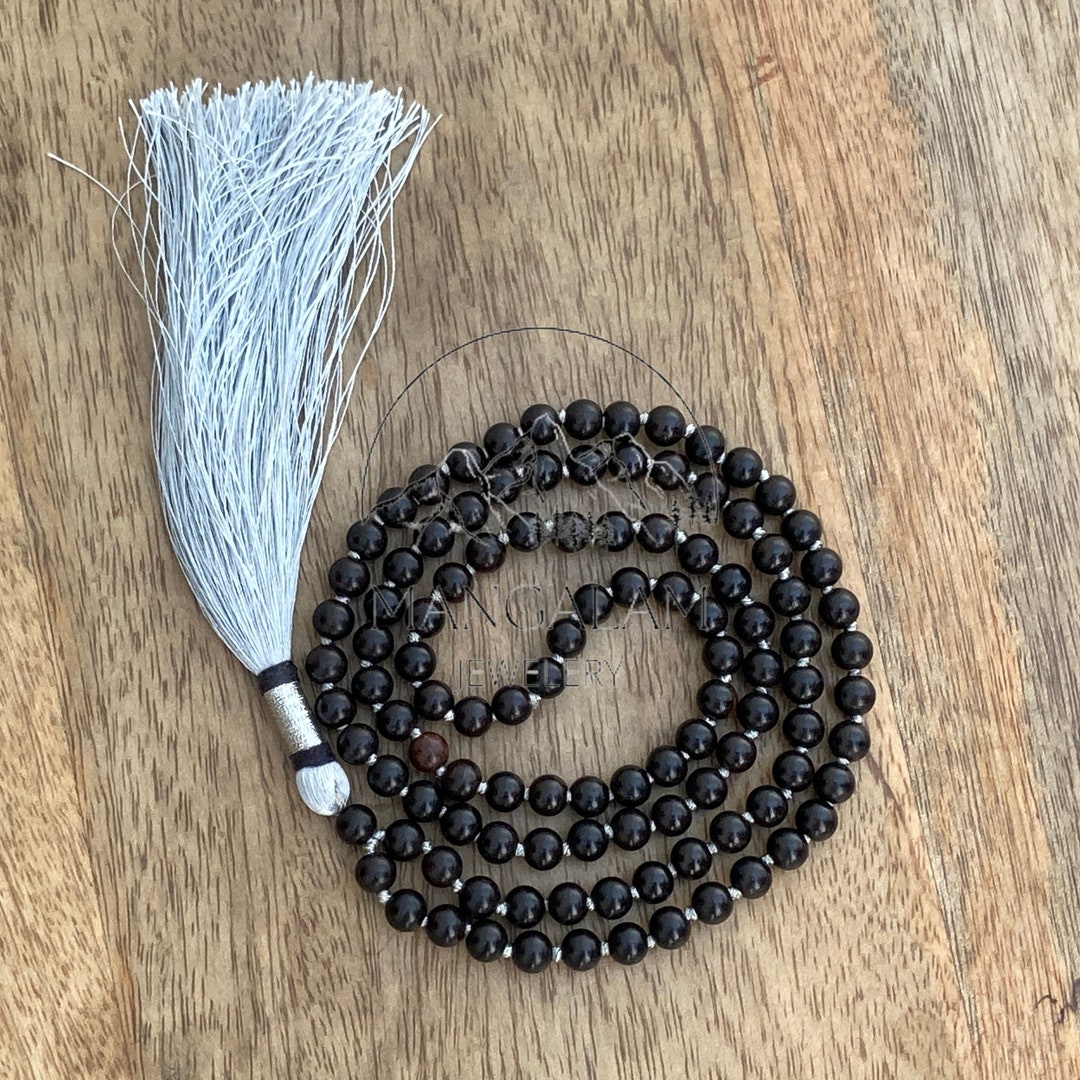 Karungali Mala, Ebony Wood Mala, Wood Bead Necklace, Prayer Beads ...