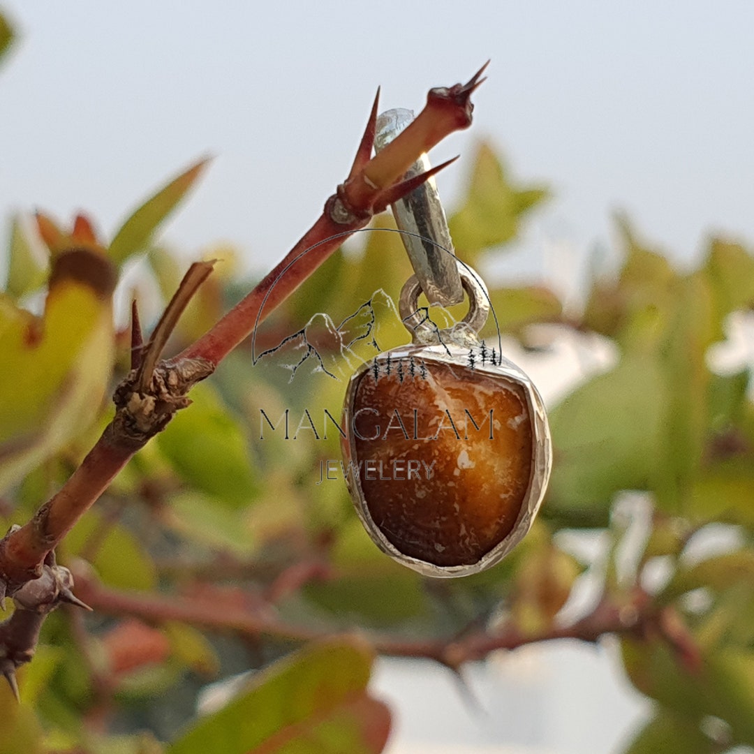 Natural Mach Mani Stone Pendant in 925 Silver Rare Fish Pearl Matsya ...