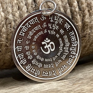 Gayatri Mantra Pendent in Silver Coin Mantra Charm- Silver Pendant ...