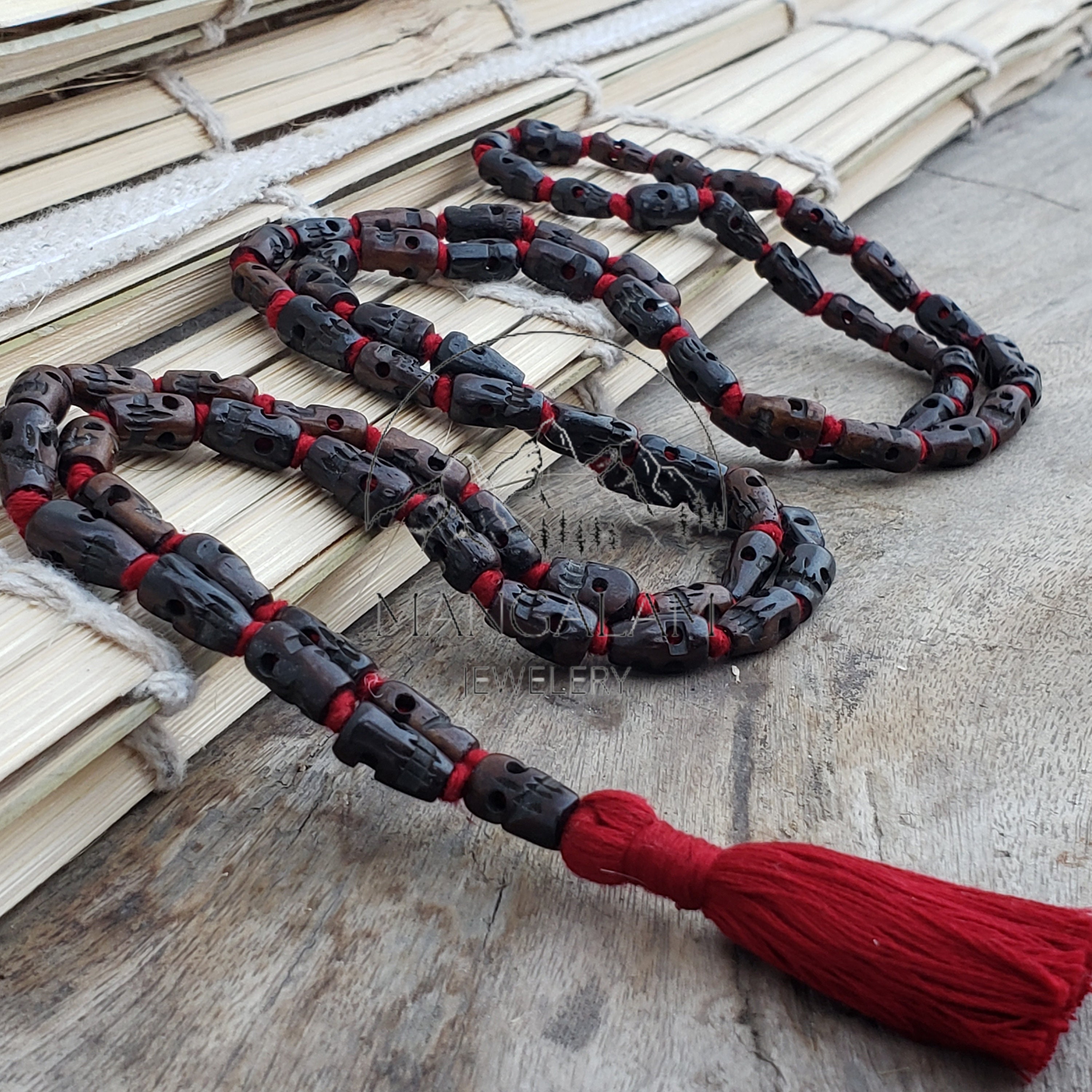108 Black Skull Prayer Beads Mala, Skull Meditation Mala, Hindu Goddess ...