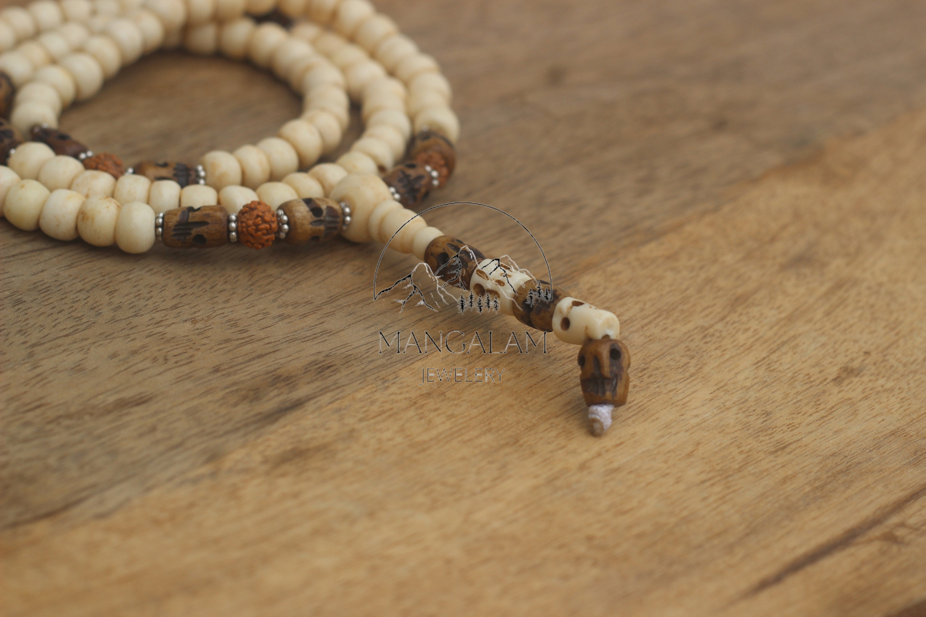 Yak Bone Skull Mala, Kapala Prayer Beads, Radiant Yak Bone Mala With ...