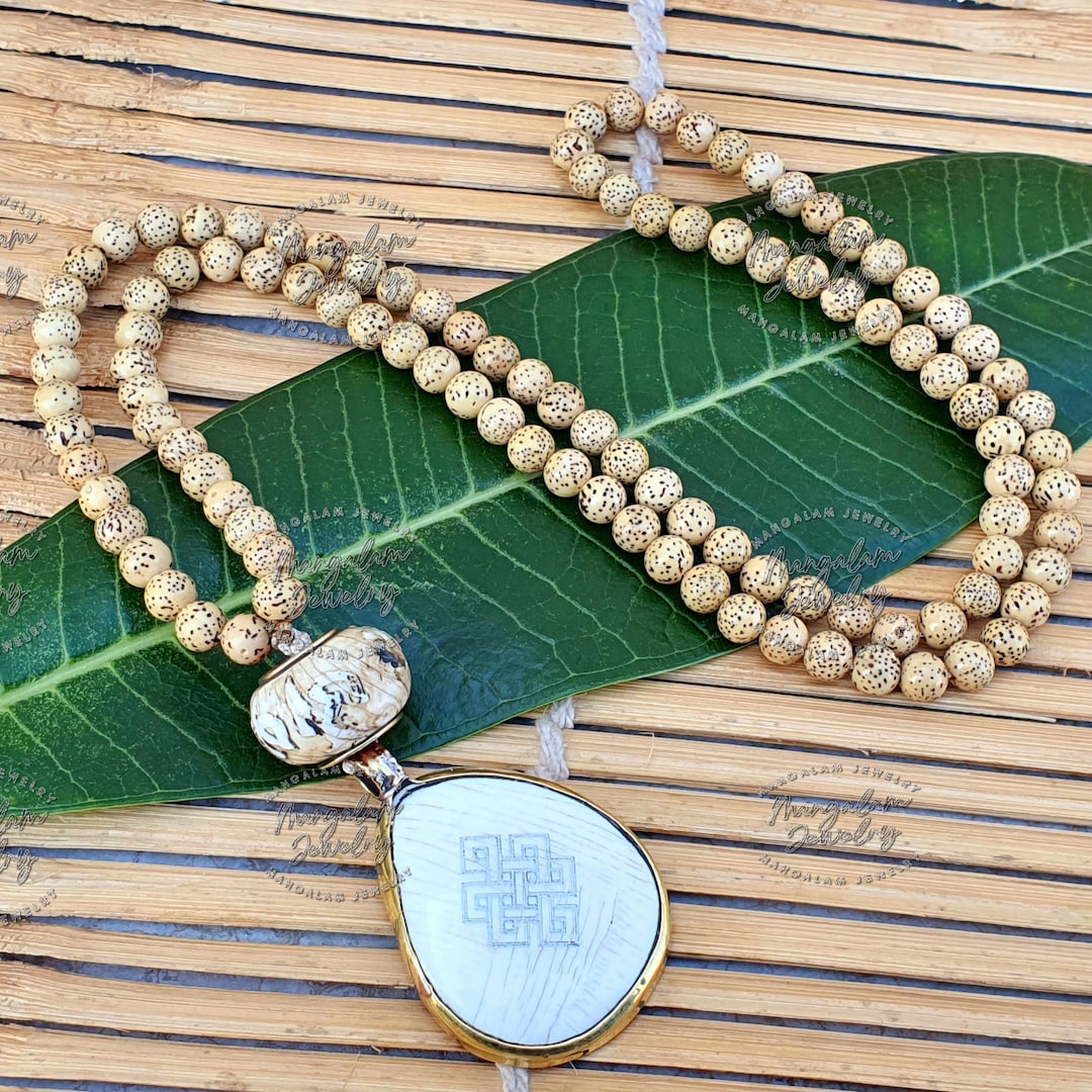 Lotus Seed Endless Knot Conch Mala, Tibetan 108 Bead From Nepal ...