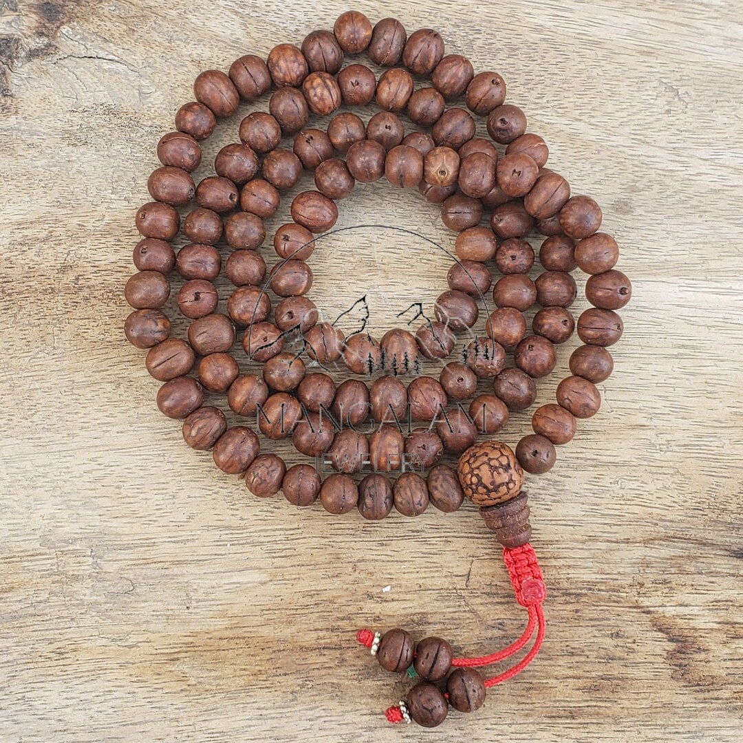 108 Raktu Seeds Mala Prayer Beads, Meditation Rosary, Buddhist Japa ...