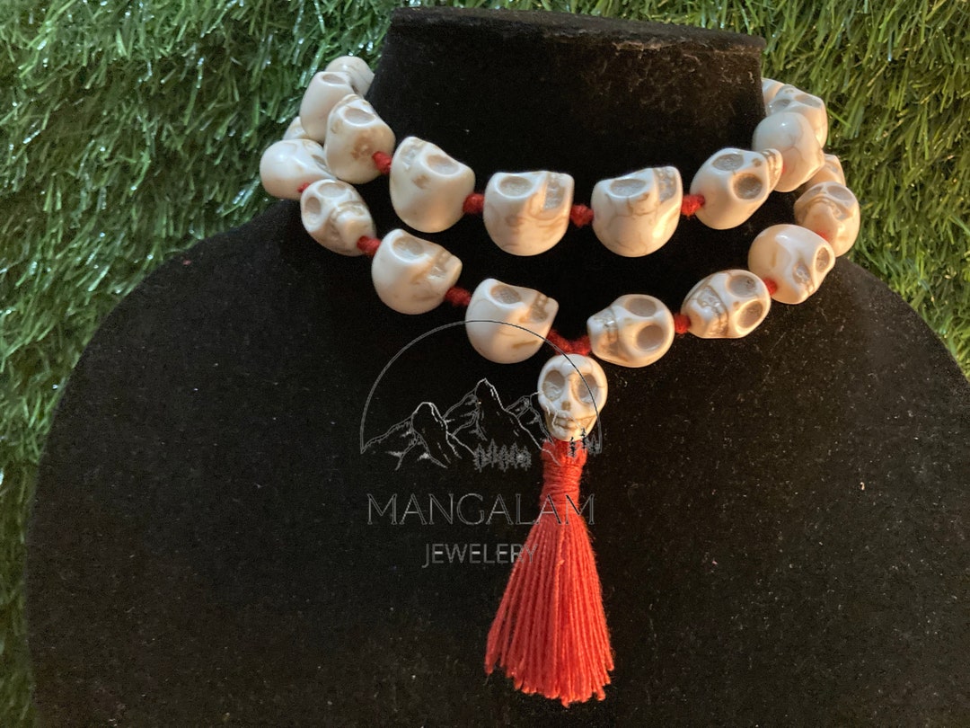 Big Howlite Skull Beads Skull Mala, Skull Necklace, Mala Beads, Yoga ...