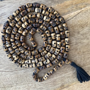 108 Light Brown Skull Prayer Beads Mala, Skull Meditation Mala, Hindu ...
