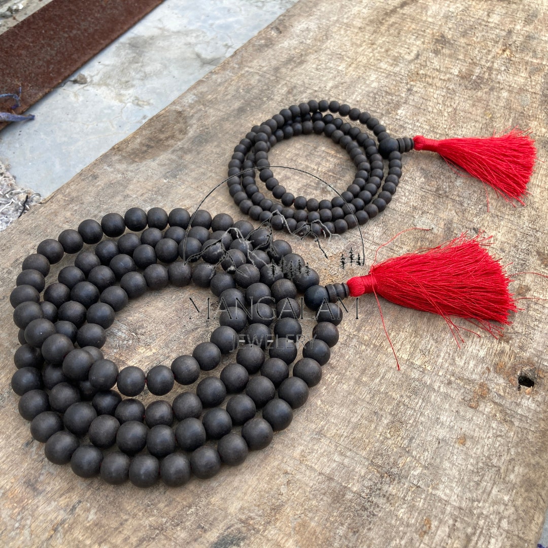 Matte Karungali Mala 6MM and 10MM, Ebony Wood Mala, Wood Bead Necklace ...