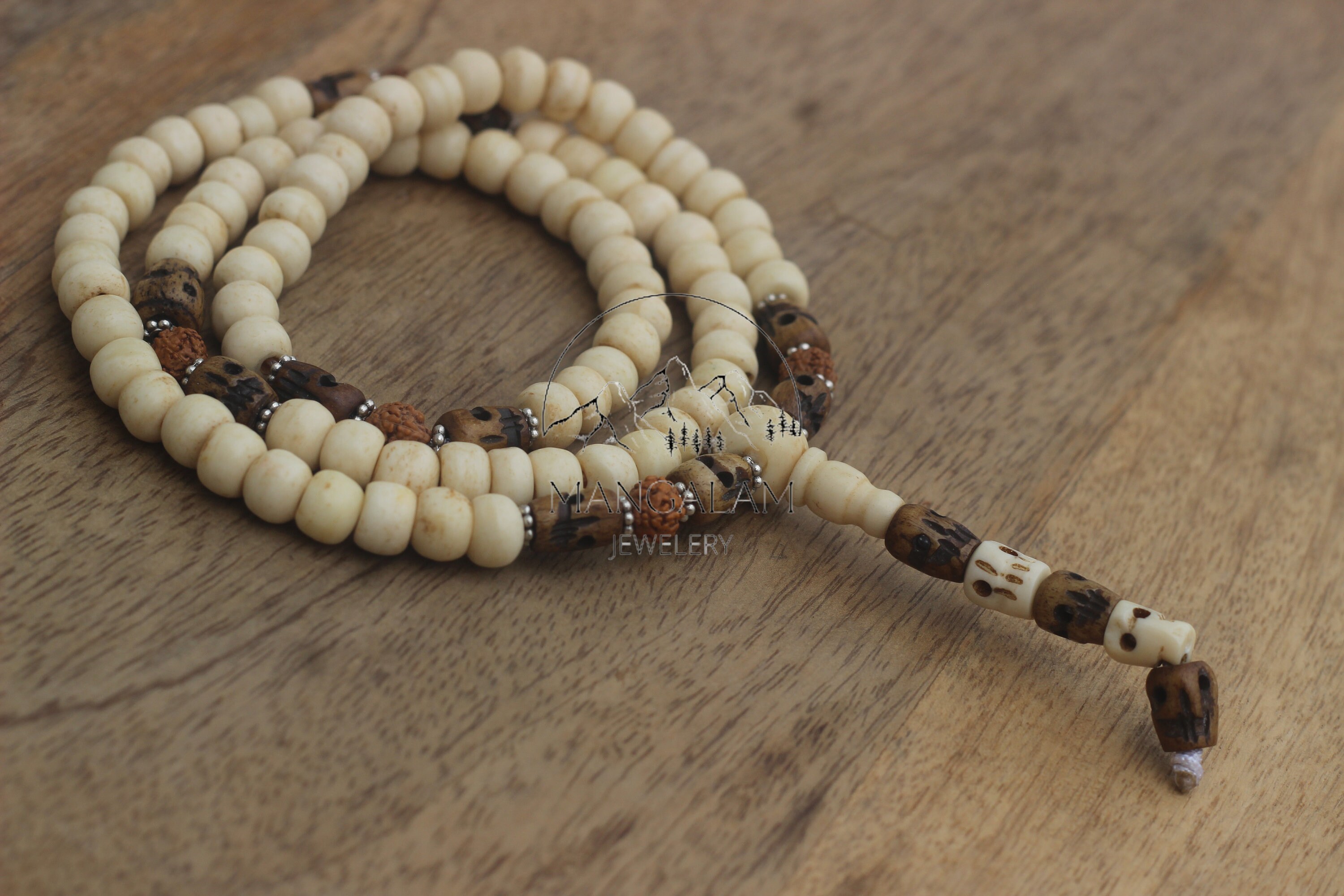 Yak Bone Skull Mala, Kapala Prayer Beads, Radiant Yak Bone Mala With ...