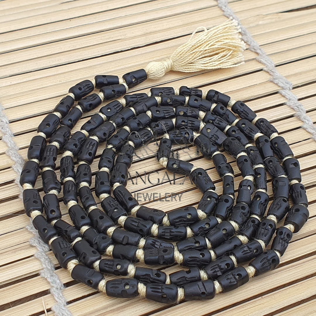 108 Dark Black Skull Prayer Beads Mala, Skull Meditation Mala, Hindu ...