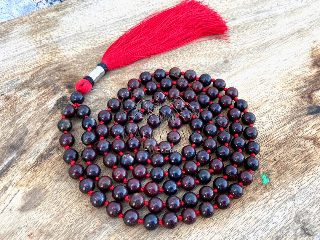Fortune Mala, Bloodstone Jasper Mala, 108 Mala Bead Necklace ...