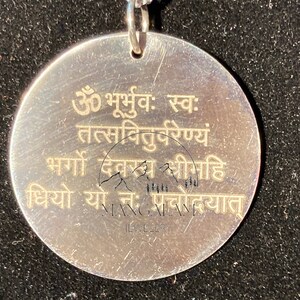 Gayatri Mantra Pendent in Silver Coin Mantra Charm- Silver Pendant ...
