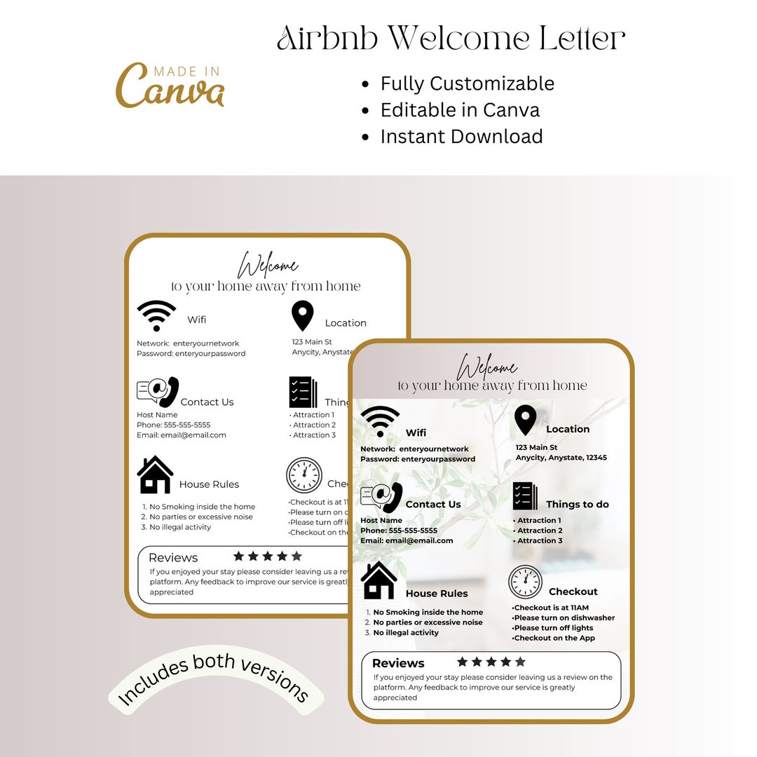 Printable Short Term Rental Welcome Signs/ House Rules Poster/ Vacation ...