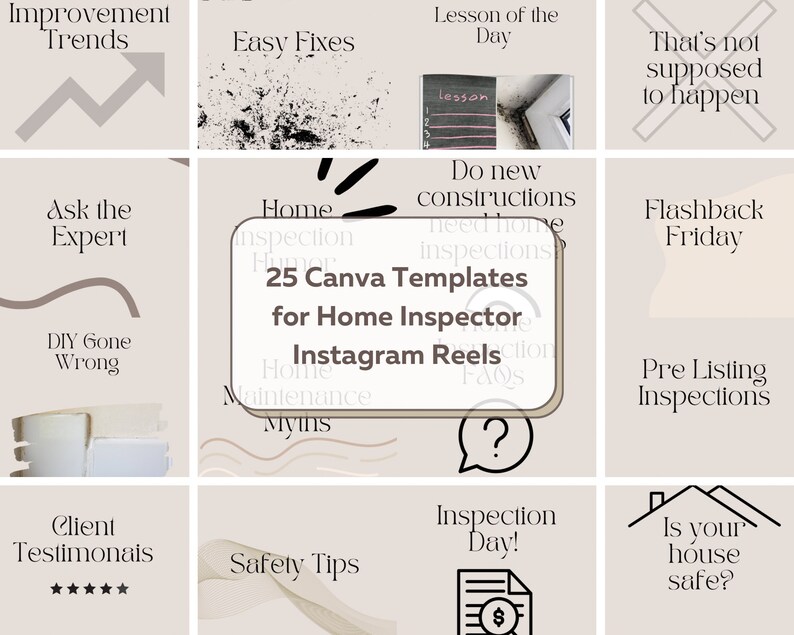 Neutral Canva Template Bundle for Home Inspectors Social Media ...