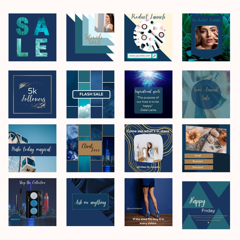 25 Fully Customizable Navy Blue Canva Templates for Small Businesses ...