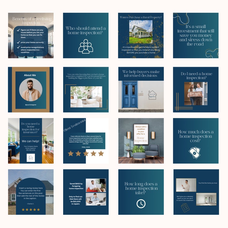 Instagram Templates for Home Inspectors Blue V. 1/ Social Media ...