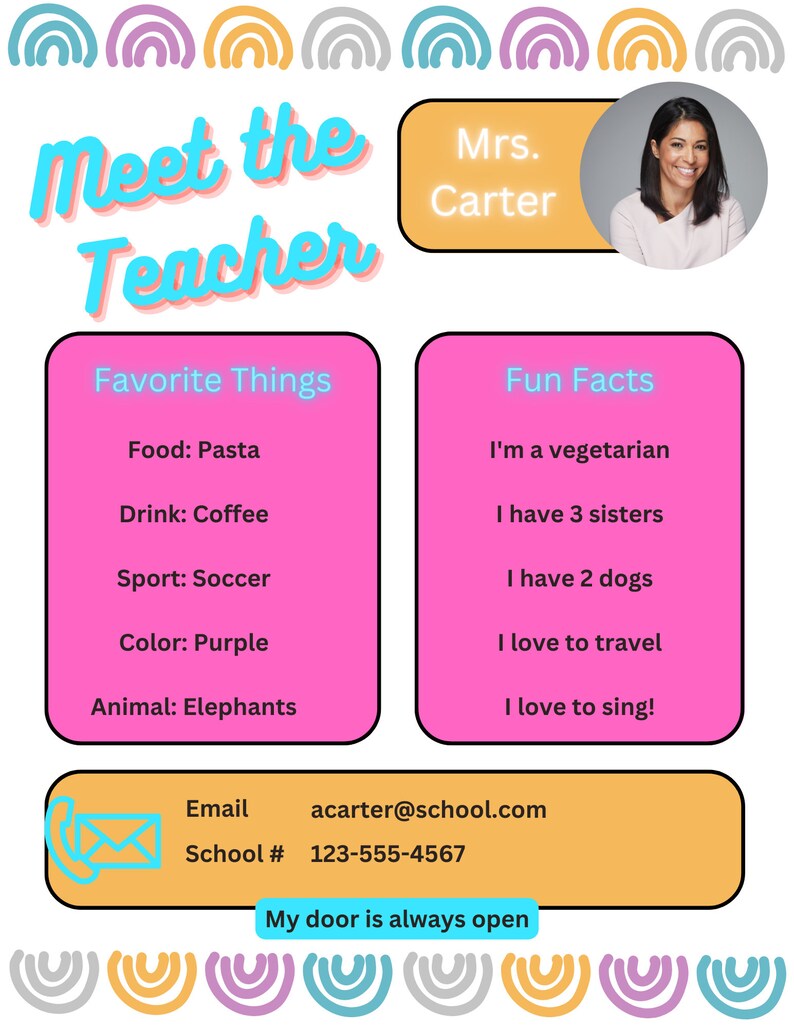 Meet the Teacher Classroom Printable, Canva Templates for Teachers ...