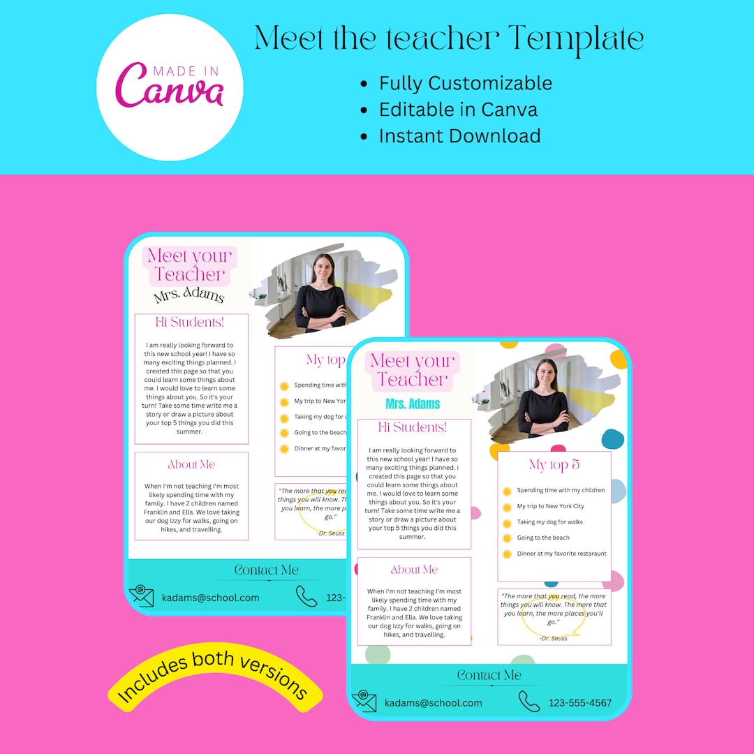 Meet the Teacher/ Welcome to School/ First Day of School/ Teacher ...