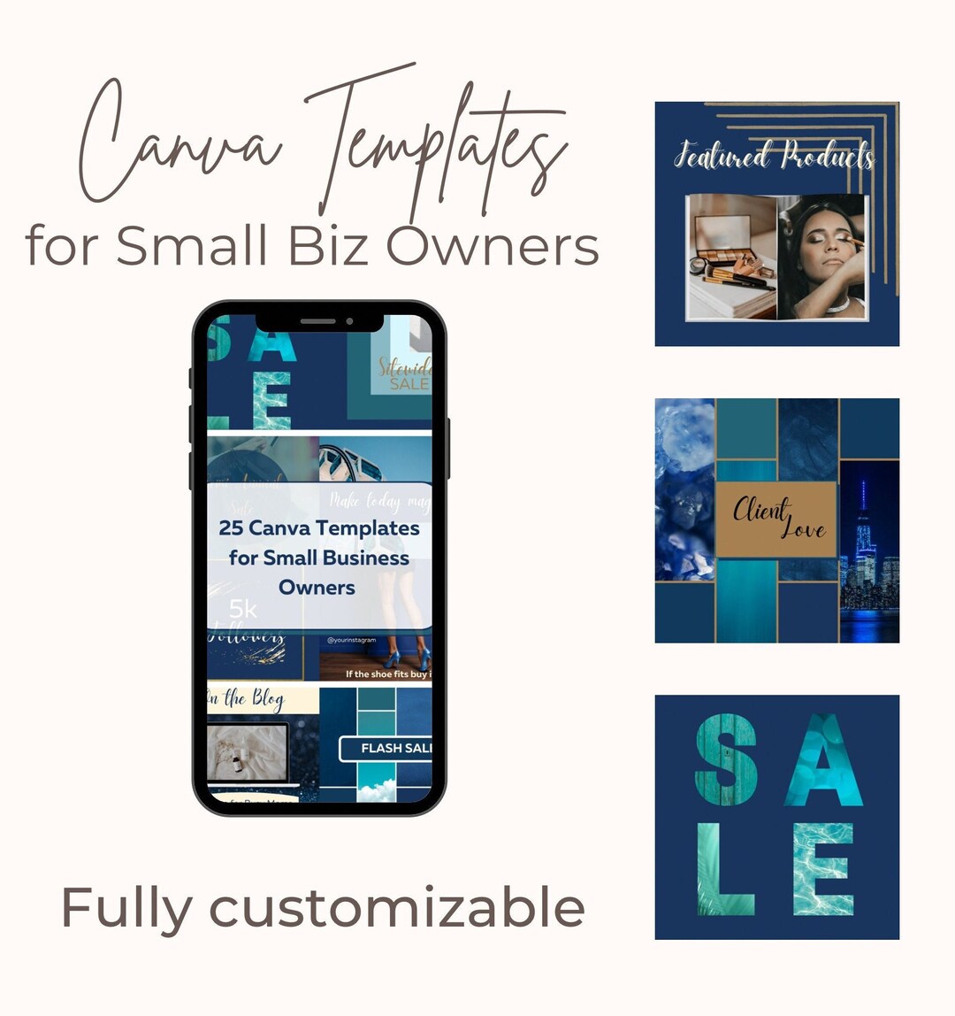 25 Fully Customizable Navy Blue Canva Templates for Small Businesses ...