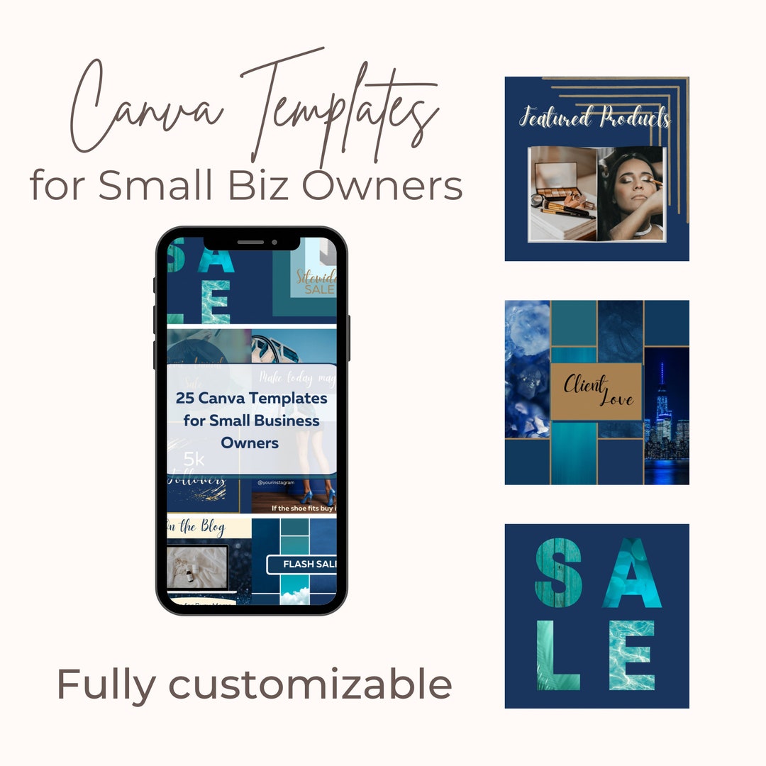 25 Fully Customizable Navy Blue Canva Templates for Small - Etsy Canada