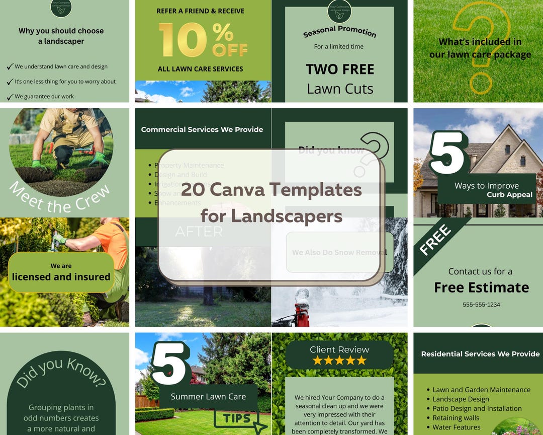 Social Media Canva Templates for Landscapers (digital Download) - Etsy