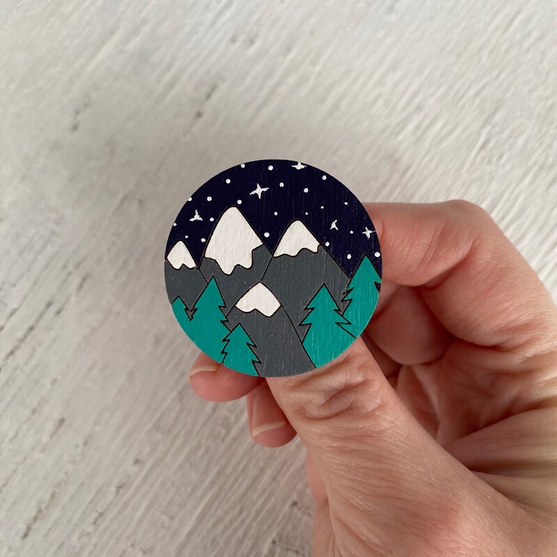 Wooden Brooch - Etsy