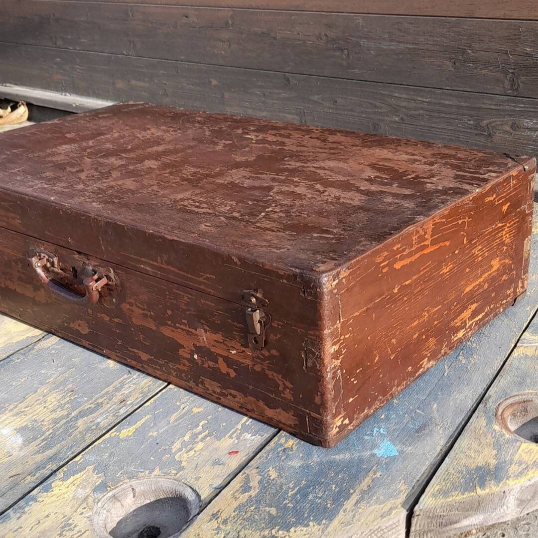 Wood Suitcase, Antique Wood Suitcase, Primitive Handmade Wooden Box ...