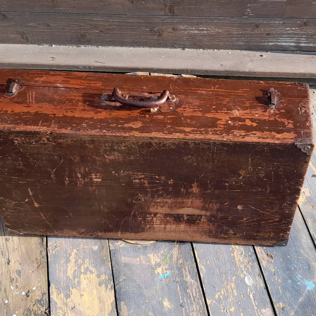 Wood Suitcase, Antique Wood Suitcase, Primitive Handmade Wooden Box ...