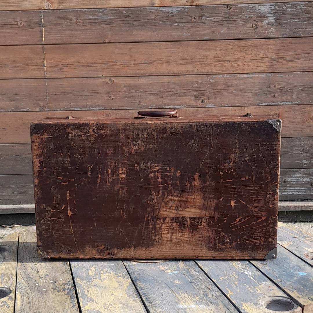 Wood Suitcase, Antique Wood Suitcase, Primitive Handmade Wooden Box ...