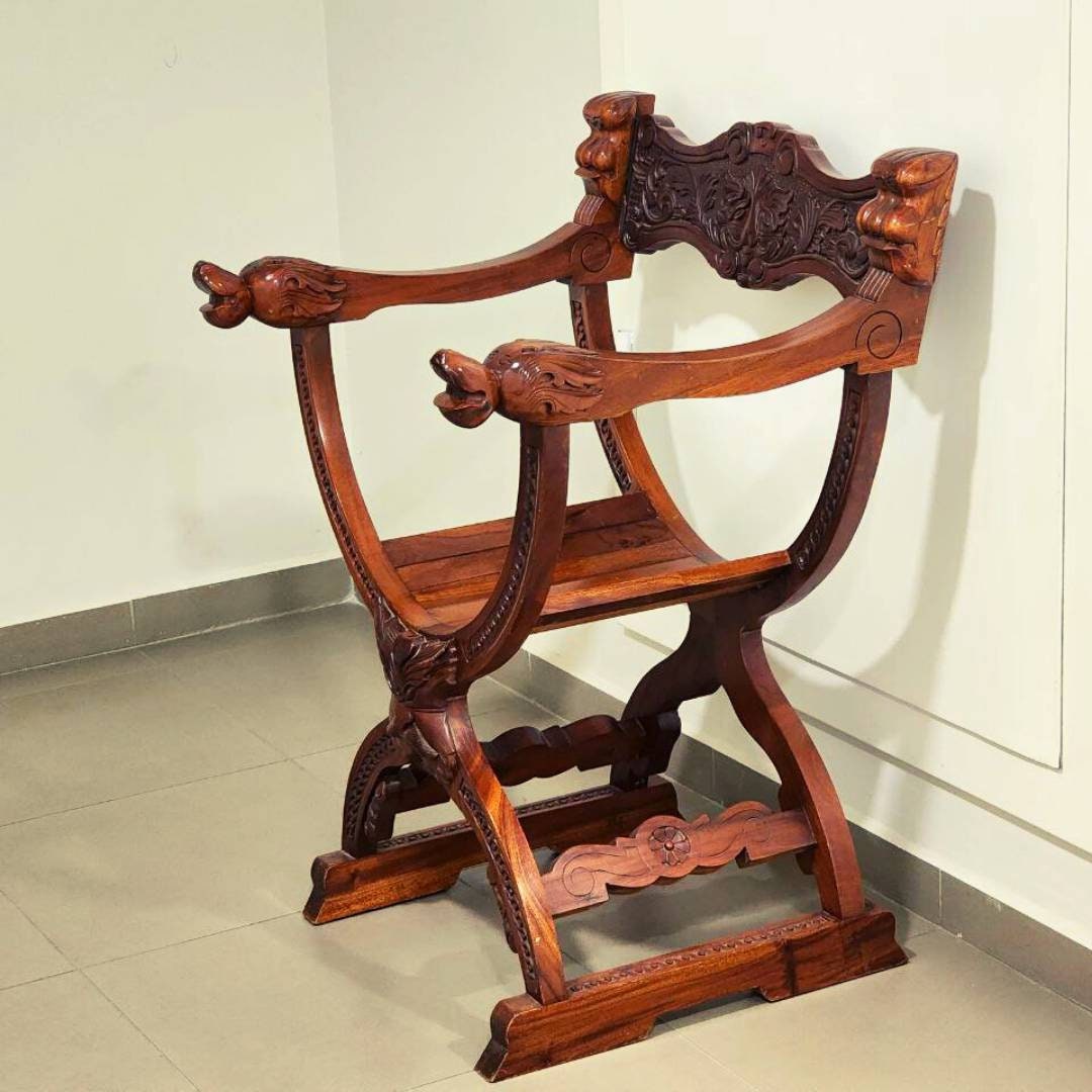 Antique Wooden Chair Savonarola Chair Victorian Hand Carved Furniture 1900s French Walnut Tree Etsy