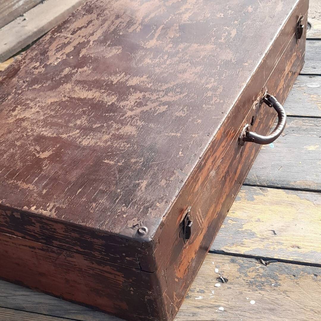 Wood Suitcase, Antique Wood Suitcase, Primitive Handmade Wooden Box ...