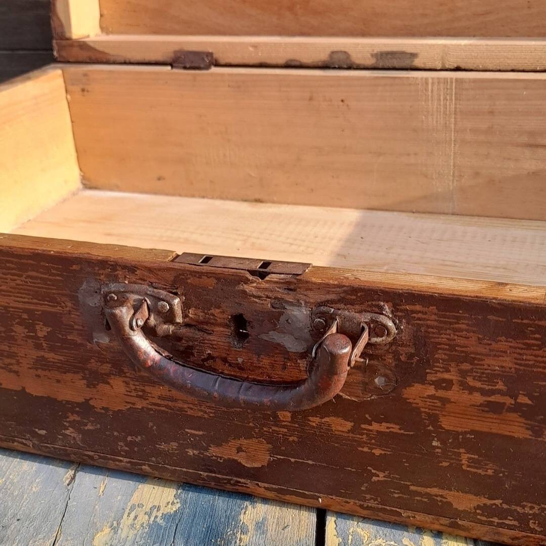 Wood Suitcase, Antique Wood Suitcase, Primitive Handmade Wooden Box ...