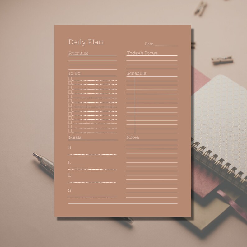 Daily Planner Printable, Daily Meal Planner, Undated Planner, to Do ...