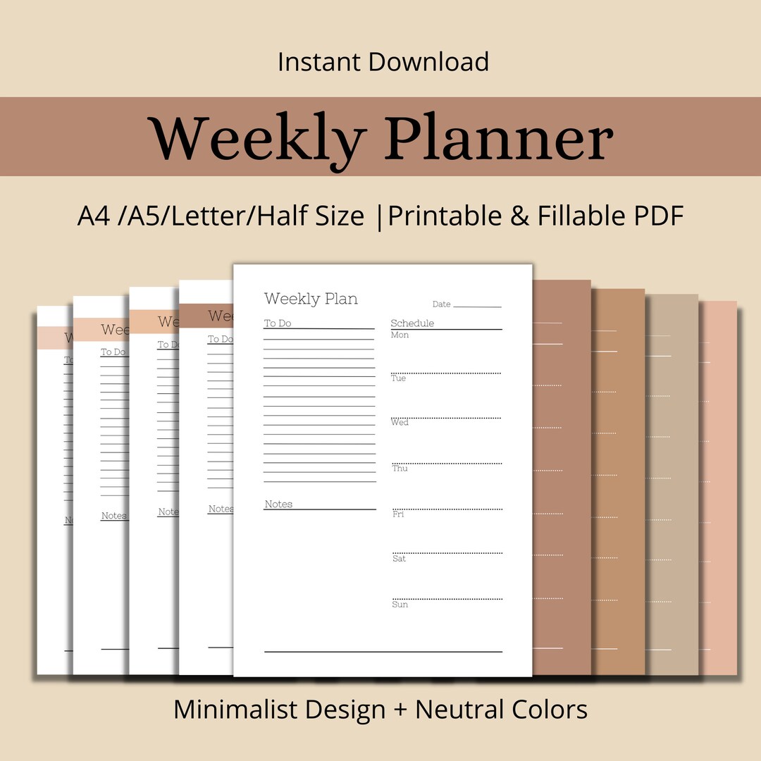 Weekly to Do List Printable, Minimalist Weekly Planner Printable ...