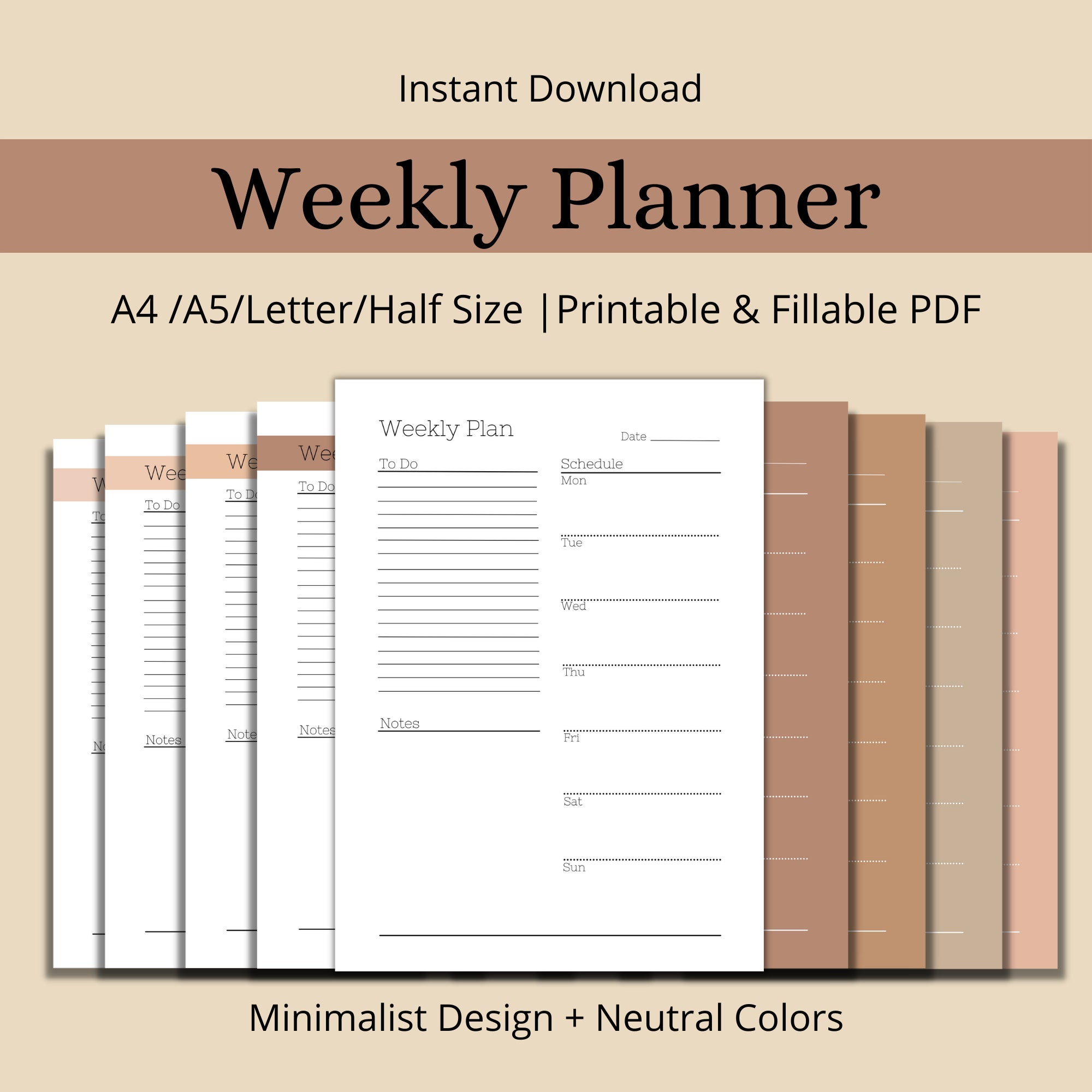Weekly to Do List Printable, Minimalist Weekly Planner Printable ...