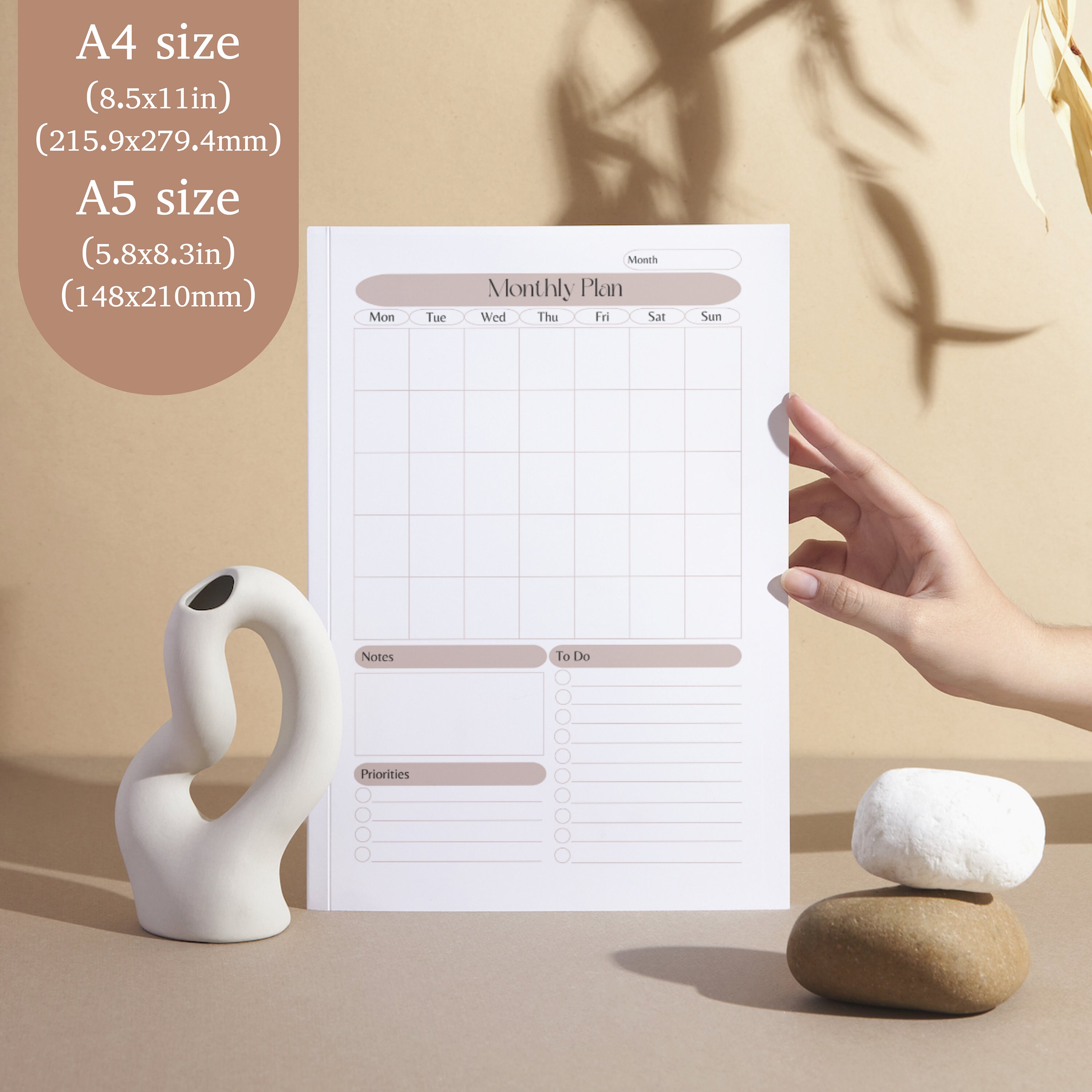 Monthly Plan, Work Day Schedule, Minimalist Planner, Instant Download ...