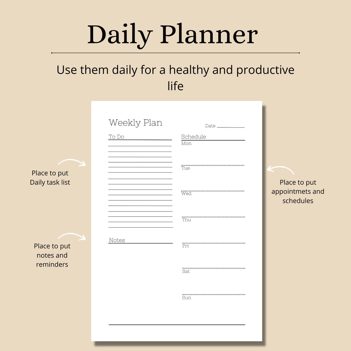 Weekly to Do List Printable, Minimalist Weekly Planner Printable ...