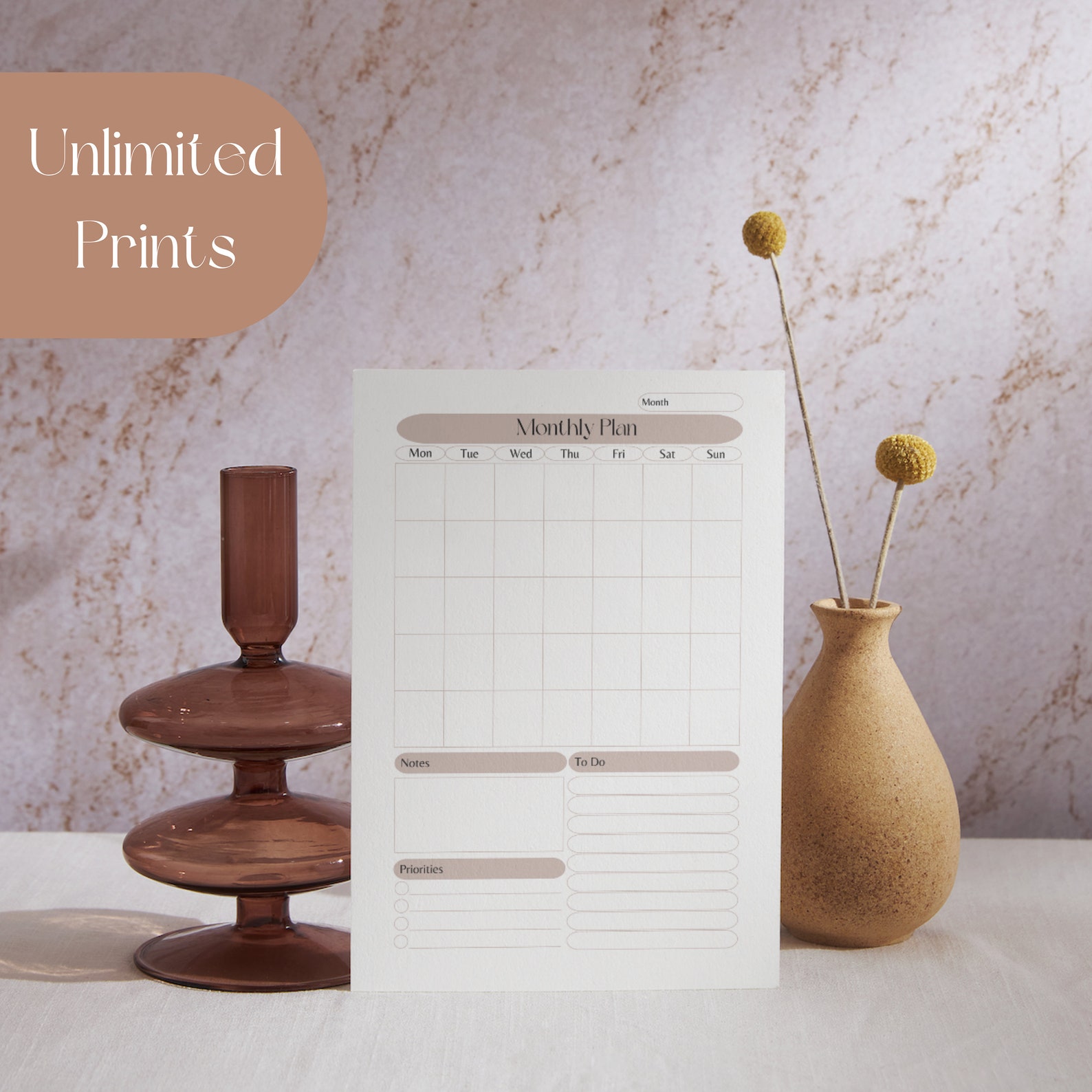 Monthly Plan, Work Day Schedule, Minimalist Planner, Instant Download ...