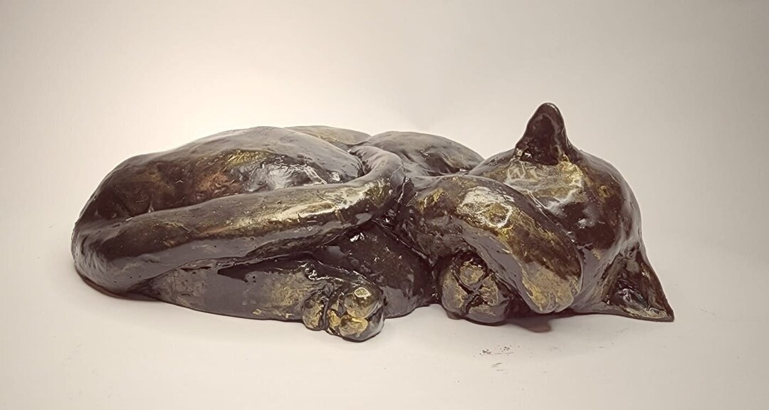 Bronze-colored Cat Statue Made of Plaster. Perfect for Cat Lovers and ...