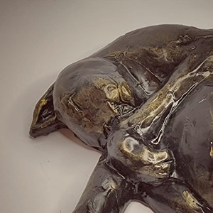 Realistic Cat Sculpture Handmade of Plaster With Bronze Paint - Etsy