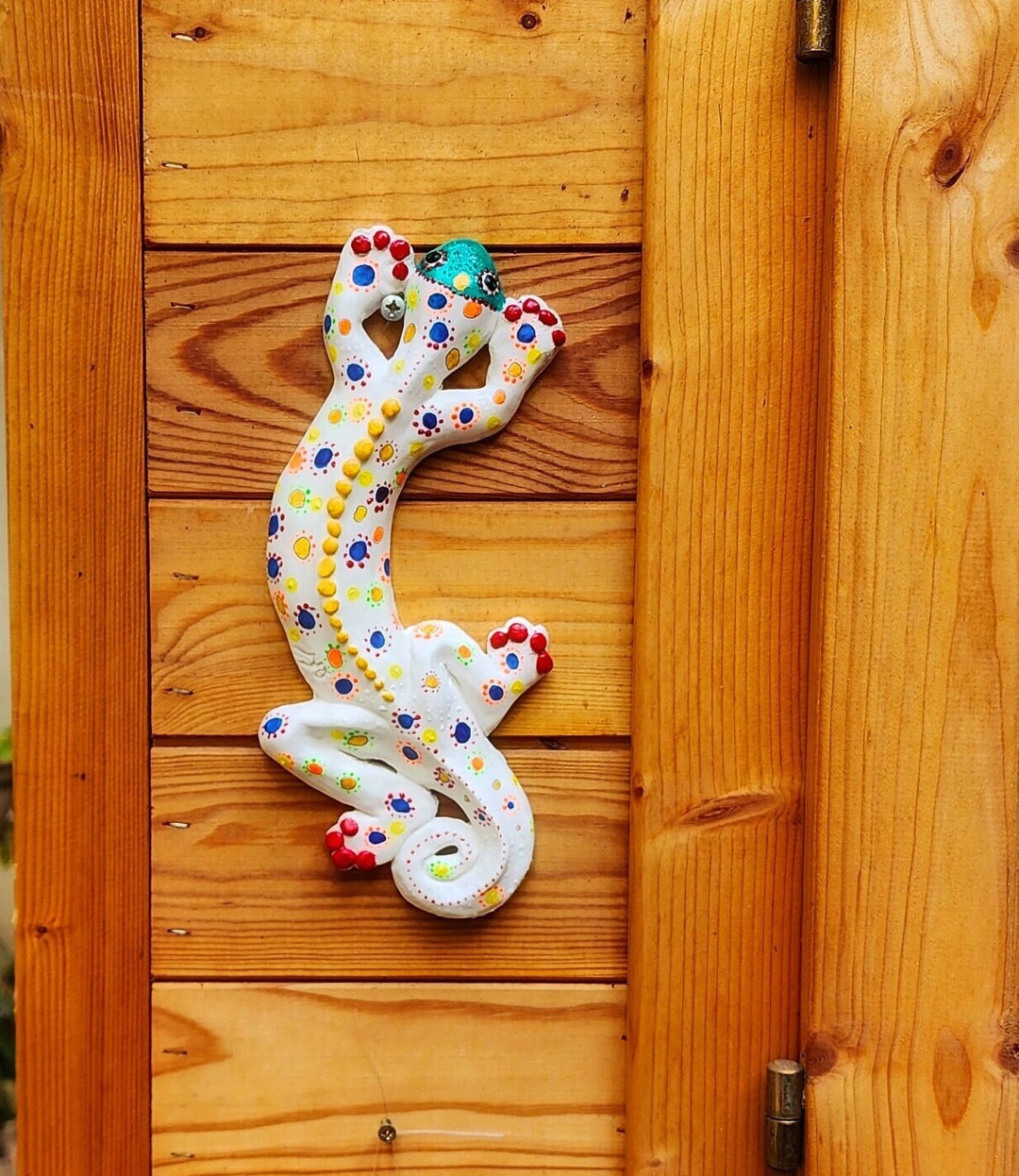 Handmade Dot Art Plaster Lizard Wall Art Unique Hand-painted Sculpture ...