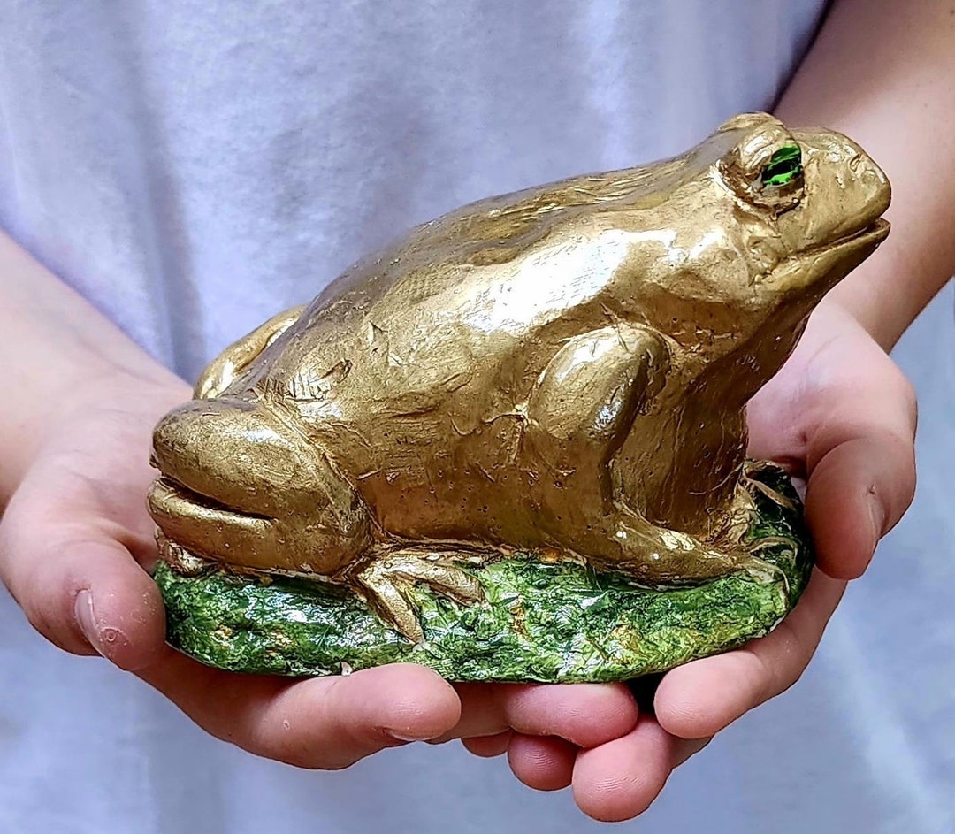 Beautiful Gold Plaster Toad Handmade Indoor/outdoor Decor - Etsy