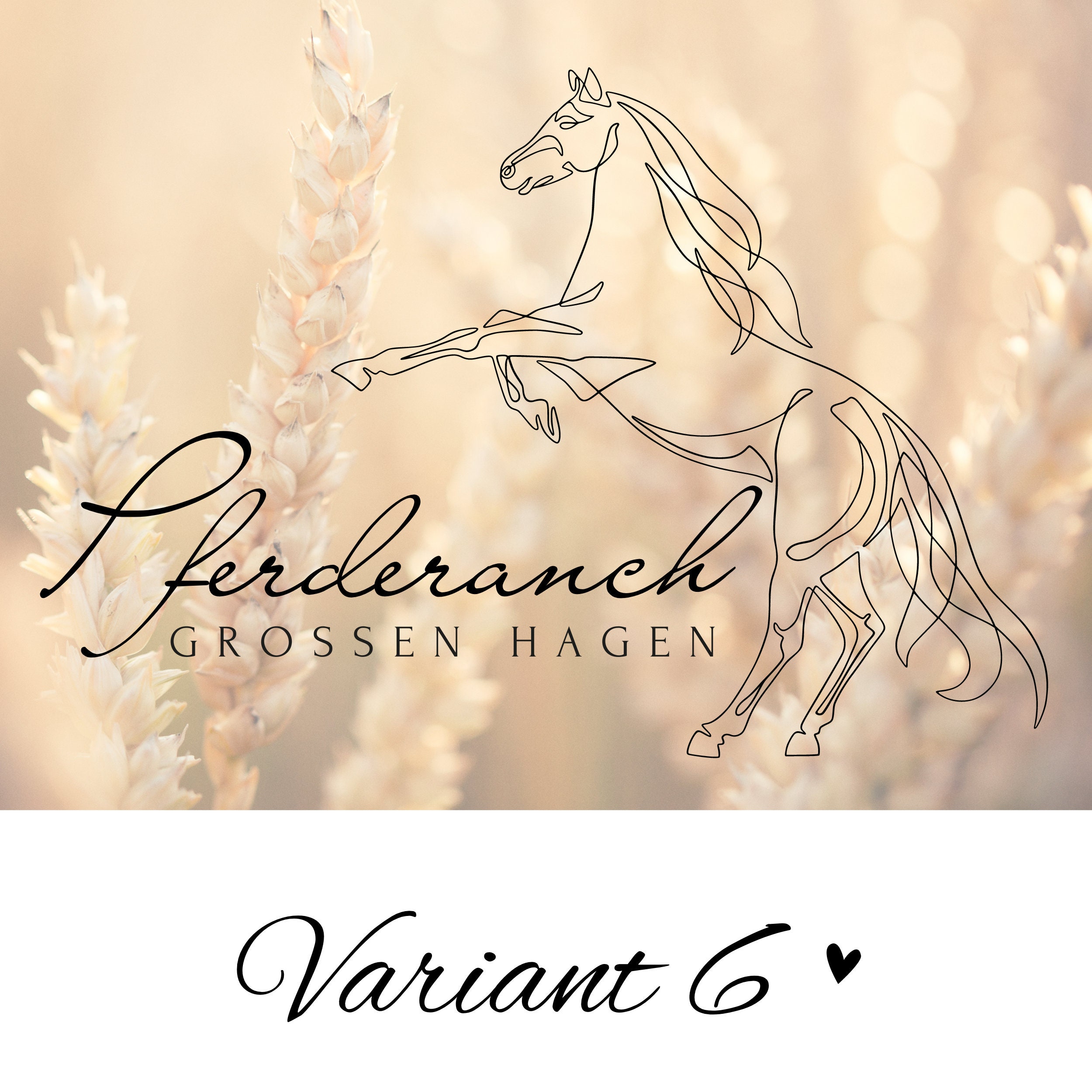 One line Logo Design mit Pferd, für Reiterhöfe, Dressurreiten ...