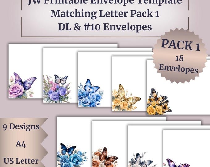 JW Printable Envelope Template – 9 Designs - Matching Letter Pack 1 ...