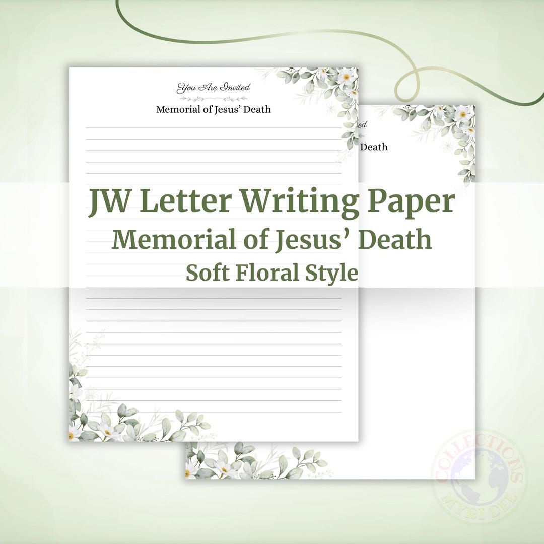 JW Letter Writing Paper | 2026 Memorial of Jesus’ Death | Soft Floral ...
