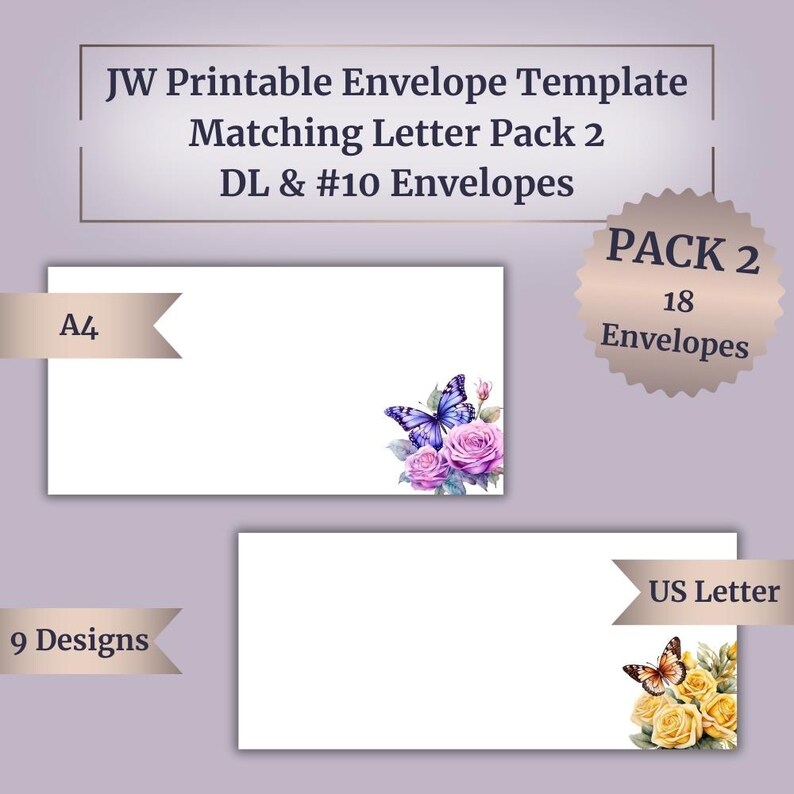 JW Printable Envelope Template – 9 Designs - Matching Letter Pack 2 ...