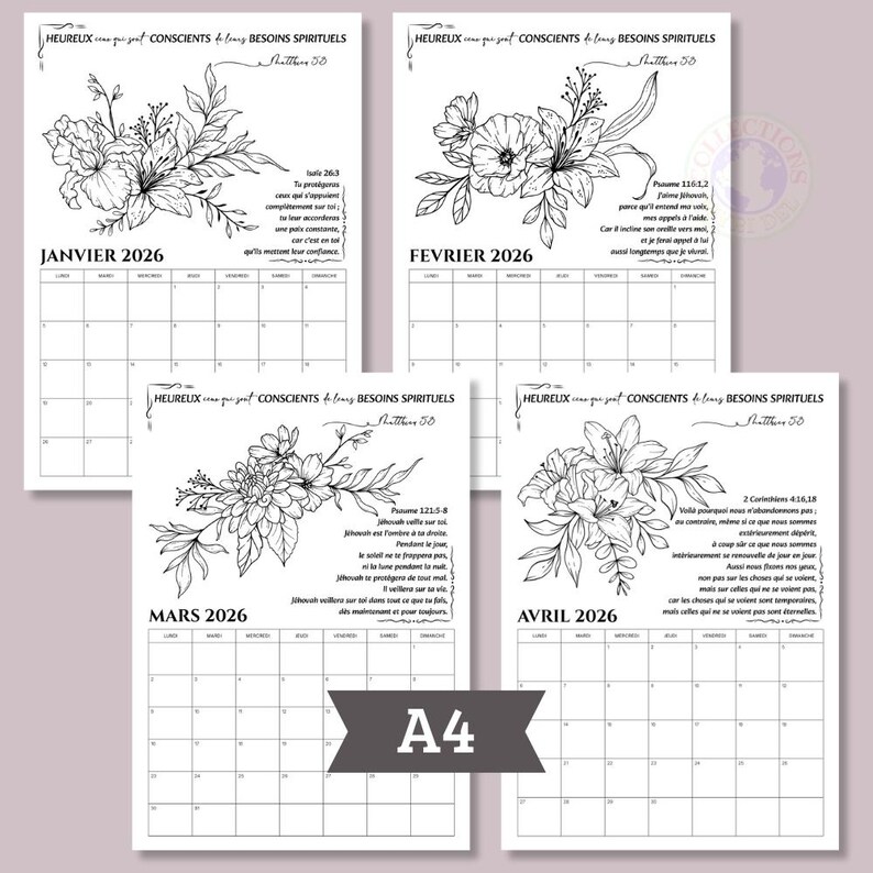 Printable Calendar JW TJ 2026 | Save Ink Black & White | Text of the ...