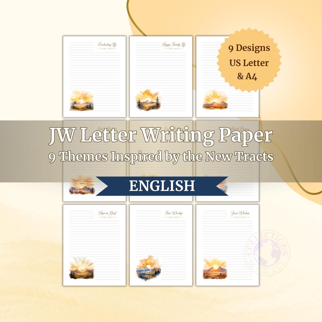 JW Writing Paper Bundle, Watercolor Letterhead, 9 Themes Inspired by ...